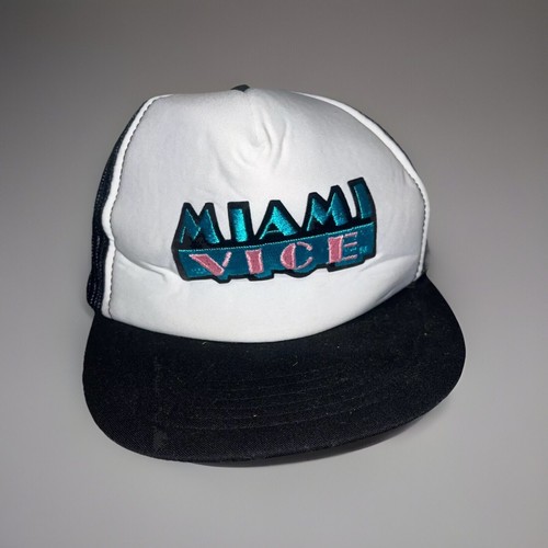 Vintage 80s Miami Vice Tv Show Trucker Hat Cap Black White By Northern ...