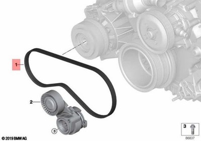 Genuine BMW E53 E60N E61N E63N E64N V Ribbed belt PK4 X 860 OEM ...