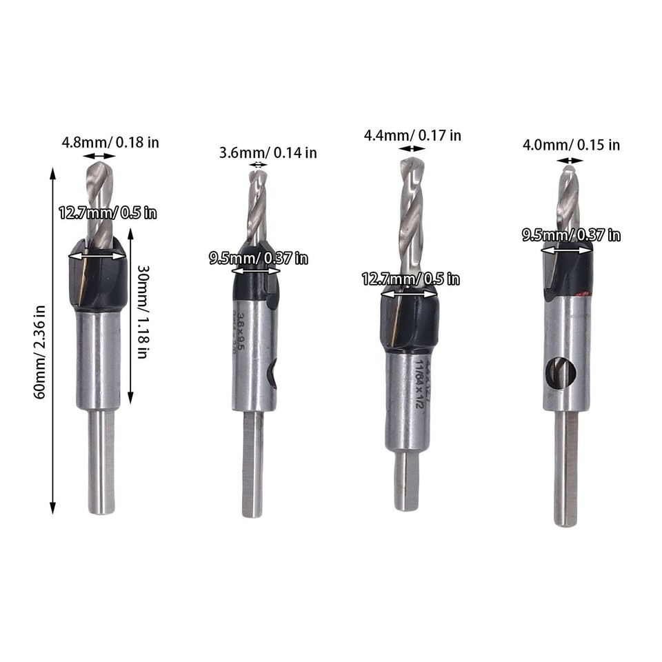 Countersink Drill Bit Set With Adjustable Depth Stop Counter Sink Drill ...
