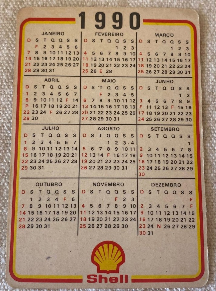 ⭕VTG, card pocket calendar 1990 SHELL Portugal advertising | eBay