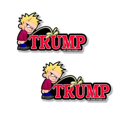 Calvin Peeing Piss Pissing On Trump President Sticker Decal anti trump ...