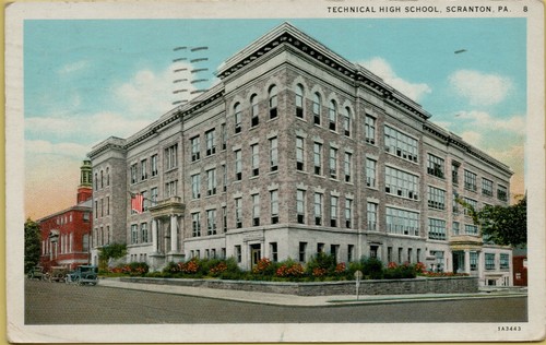 1934 Exterior Street View Technical High School Scranton PA Postcard ...