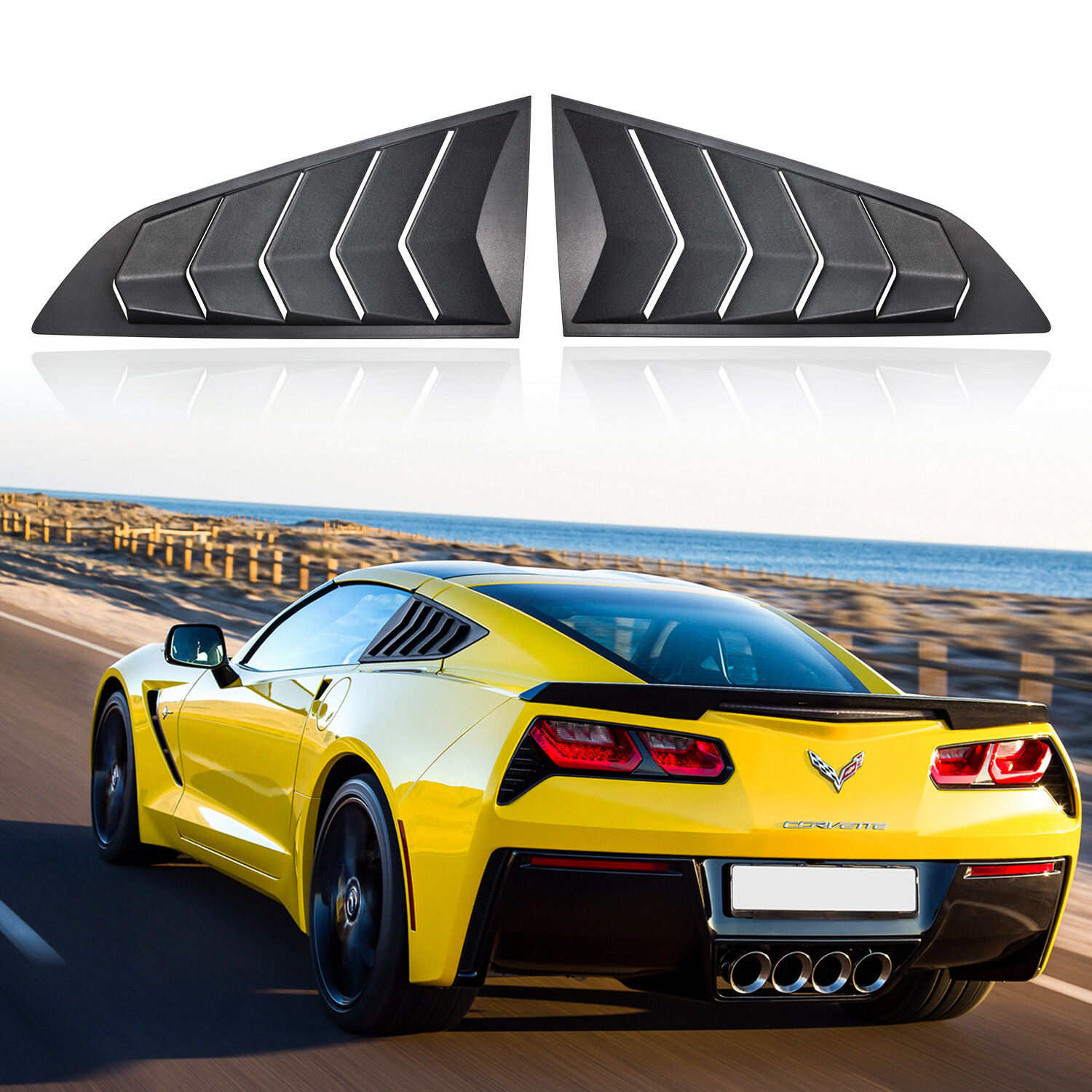 2014-2019 C7 Corvette Rear Side Window Louver Sunshade Cover | ABS ...