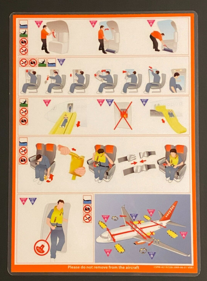 easyJet Airbus A319/A320 Safety Card - 2009 | eBay