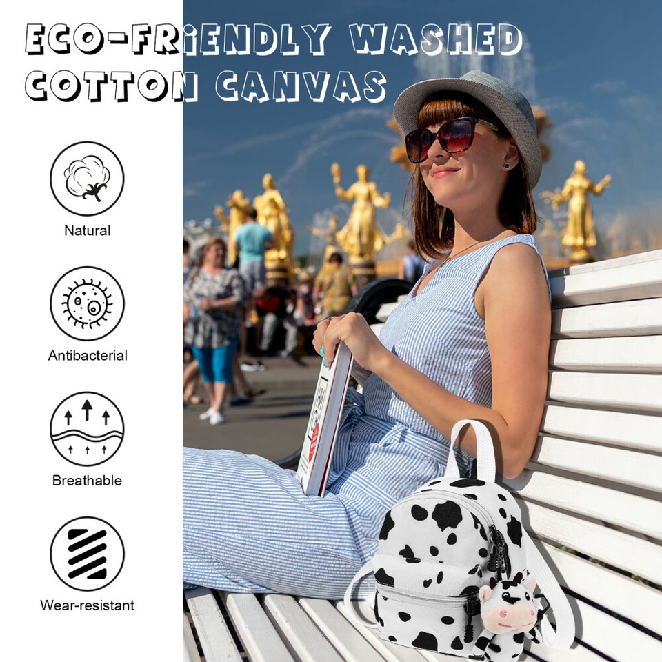 Kids Rucksack Canvas Favor Cow Backpack Cow Pattern Backpack | eBay