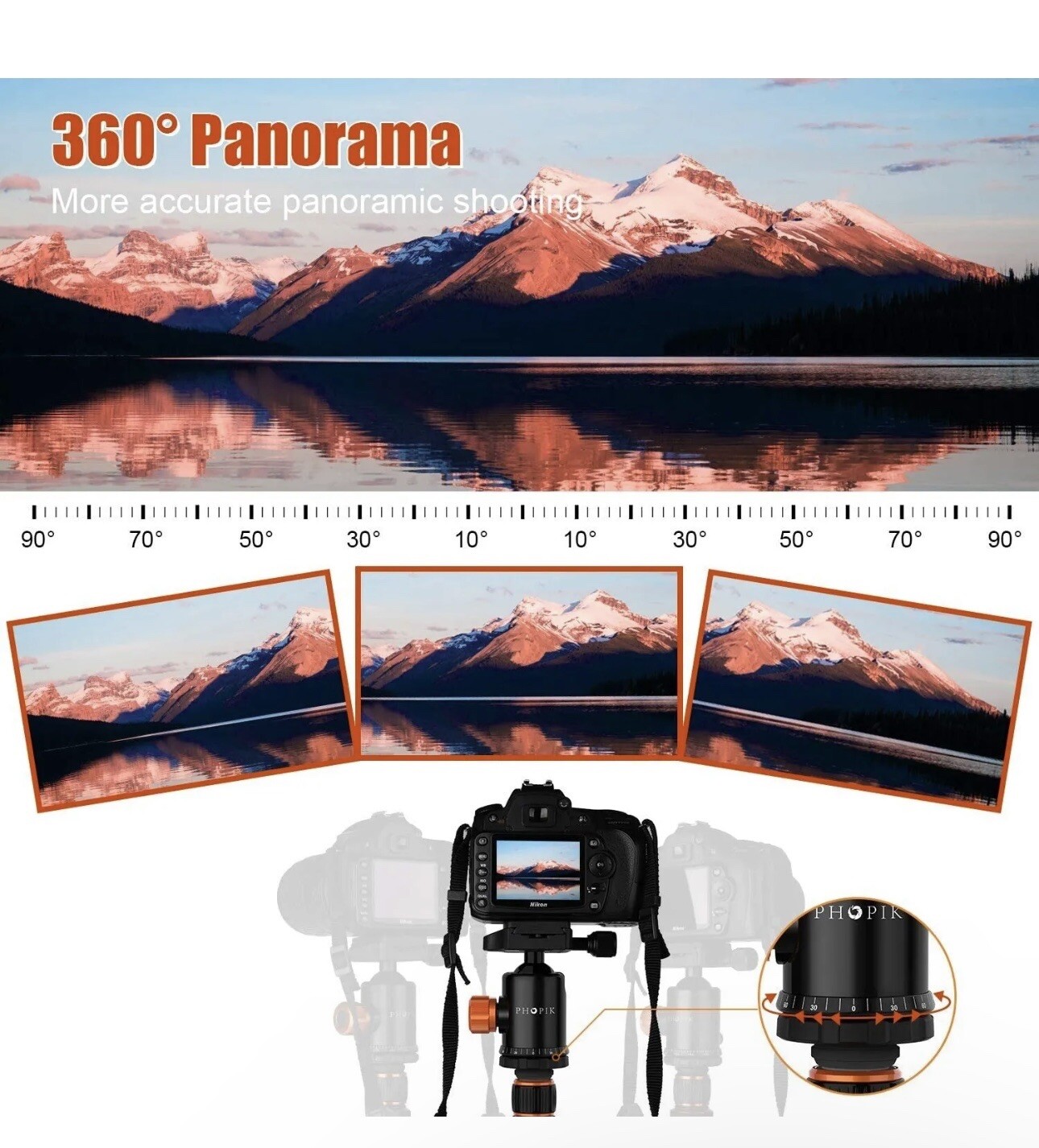 PHOPIK 77" Camera Tripod for DSLR 360 Ball Head with Carry Bag ...