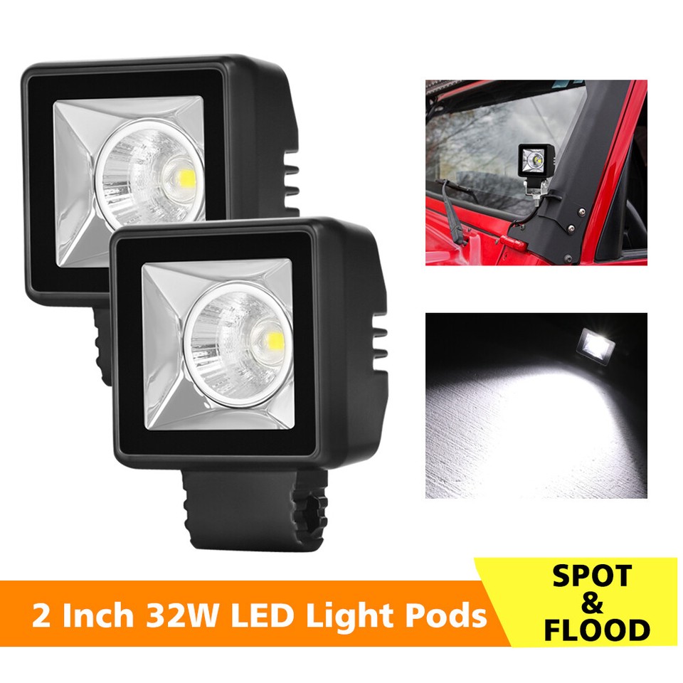 2X 2" Mini LED Cube Light Combo Fog Work Driving Lamp Pods W/Amber DRL ...