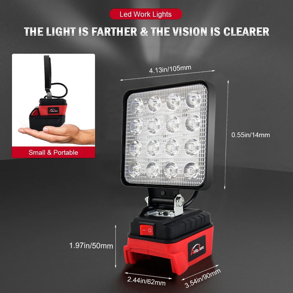 Wireless LED Work Light for Milwaukee M18 18V Battery Cordless Outdoor ...