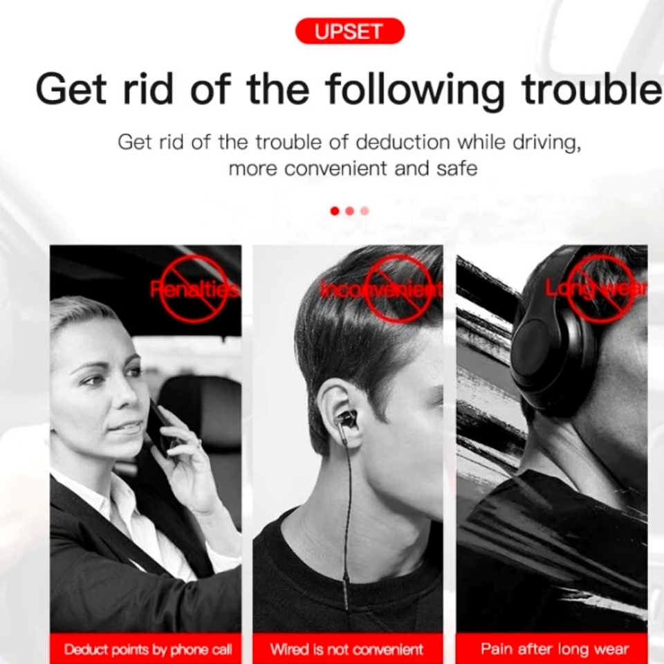 Wireless Bluetooth 5.0 Earpiece Headset Driving Trucker Earbuds Noise ...
