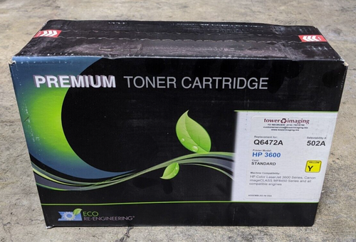 Tower Imaging 502A Q6472A Yellow Toner Cartridge 4K Page for HP 3600 ...