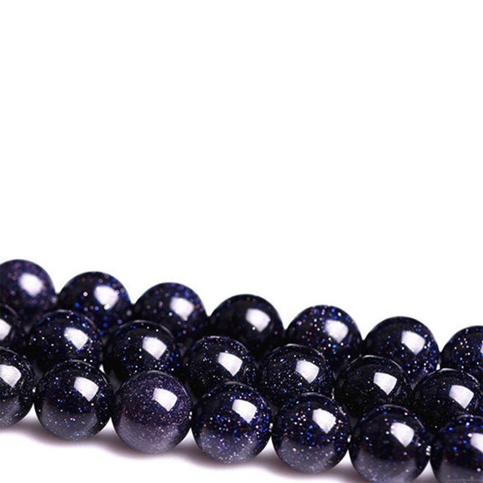 48 Pcs Blue Sandstone Beads Smooth Round 8 mm String Beads for Jewelry ...