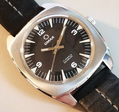 OMAX SWISS VINTAGE RARE 35 MM ST STEEL CASE MILITARY STYLE AUTOMATIC ...