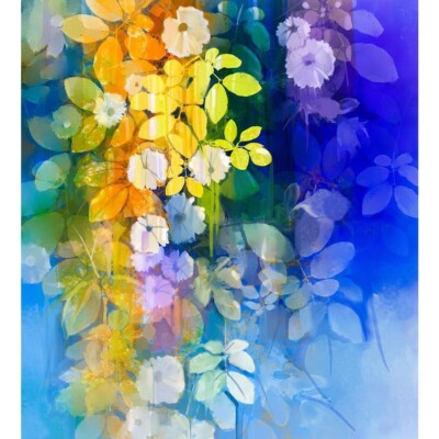 Spring Flowers Canvas Painting MDF Wood Mounting Frame 24 x 26.5 inch ...