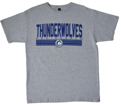 M&O Gold Thunderwolves CSU-Pueblo Wolfpack T-shirt Tee Shirt Heather Gray mens L | eBay
