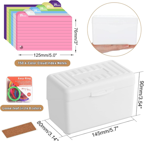 Index Card Holder, 3X5 Index Card Box with Dividers, White Small | eBay
