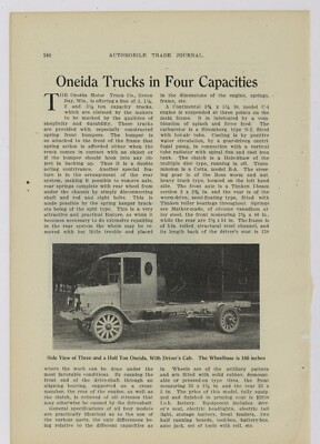 1917 Oneida Motor Trucks Story & Pic: Green Bay, Wisconsin - 3.5T Model ...