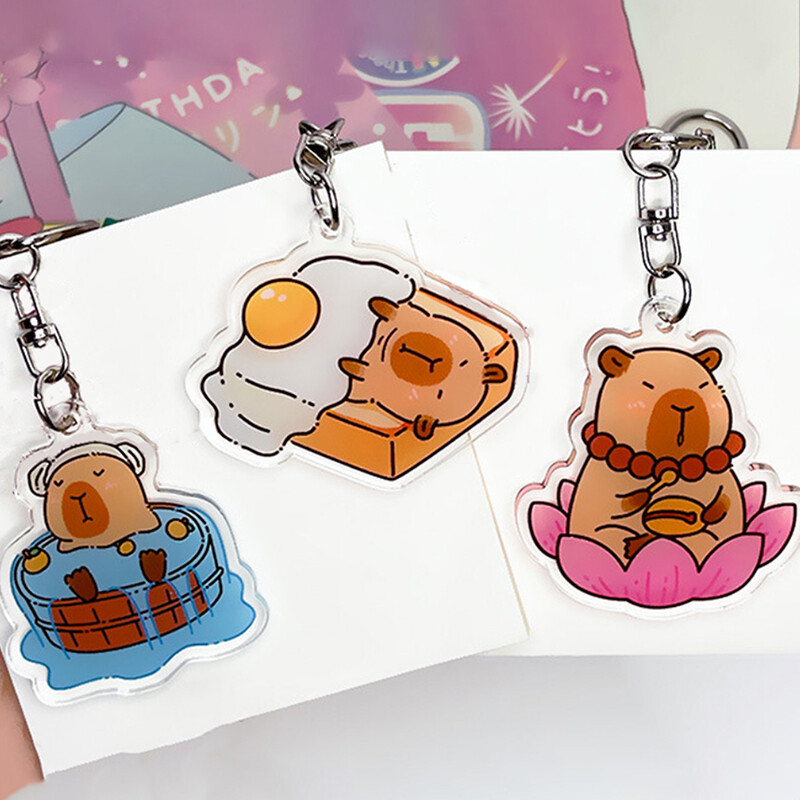 1Pc Capybara Acrylic Keychain Pendant Backpack Car Bag Key Ring Decor ...