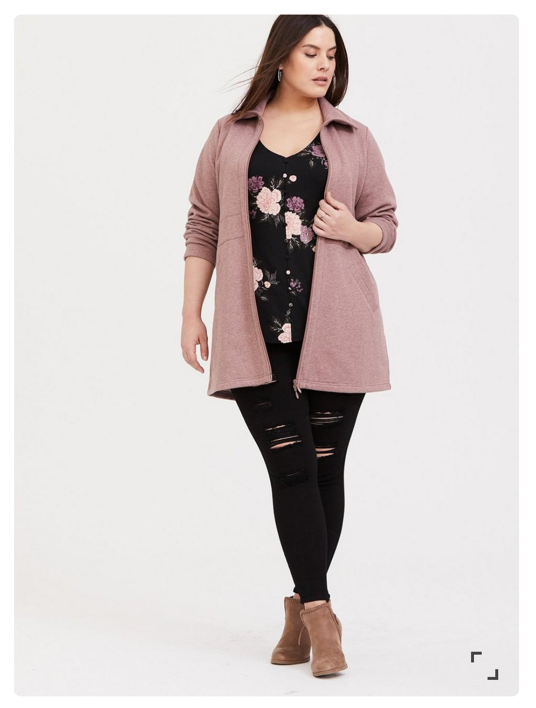 NEW Torrid 2 2X XXL Anorak Jacket Coat Sweatshirt Zip Long Brown Mauve ...