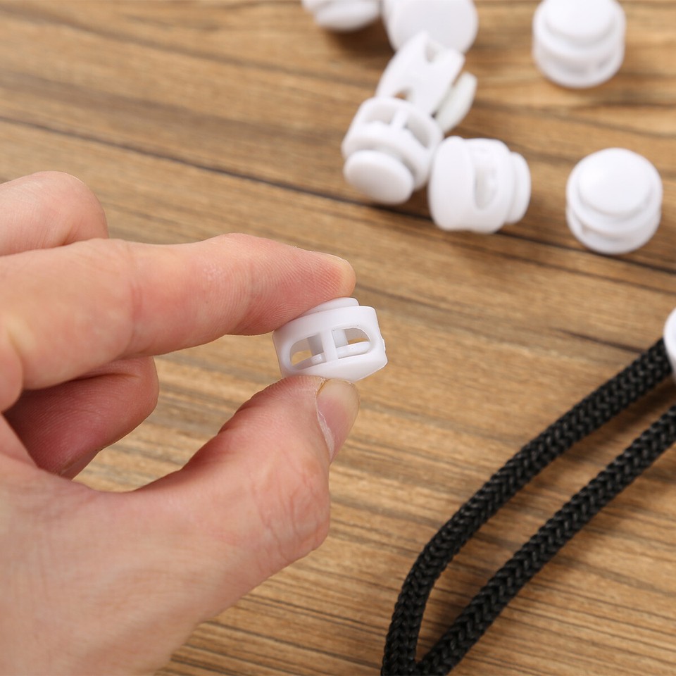 50Pcs Round Toggle 2-Holes Spring Loaded Elastic Drawstring Rope Cord ...