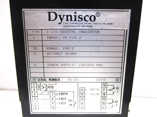 NEW DYNISCO J TYPE THERMOCOUPLE TEMPERATURE INDICATOR FIH-310.106.DYN 799º C | eBay