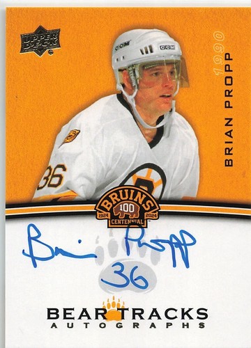 2023-24 Boston Bruins Centennial BEAR TRACKS AUTOGRAPH AUTO Brian Propp ...