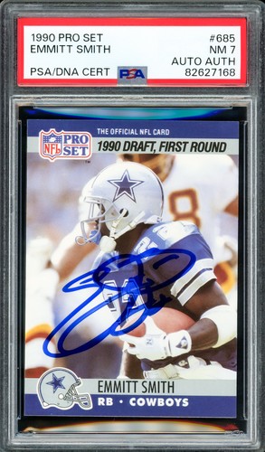 Emmitt Smith Autographed 1990 Pro Set Rookie Card Cowboys PSA 7 PSA/DNA ...