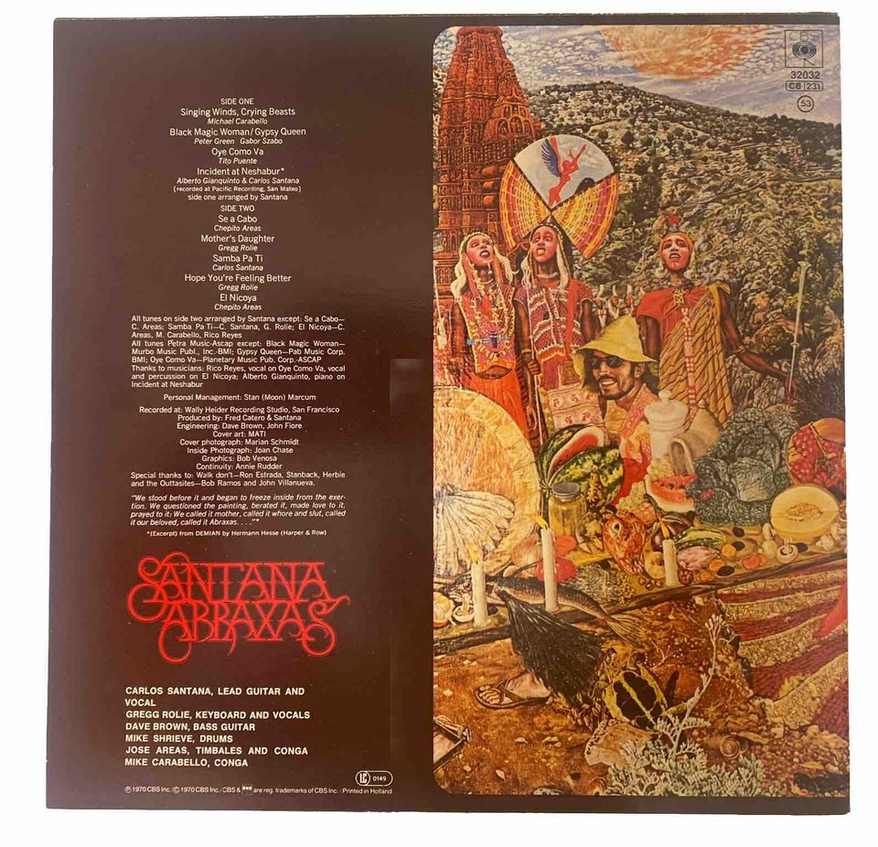 Santana - Abraxas LP Record CBS32032 Reissue Nice Price Red Label ...
