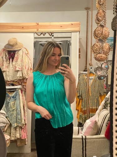 VELVET By Graham & Spencer Mindi Satin Viscose Top Ivy S $174 F4 | eBay