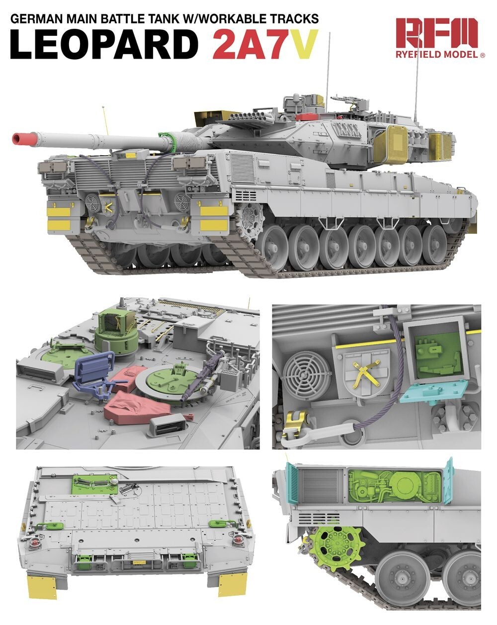 RYEFIELD MODEL RFM RM-5109 1/35 German Main Battle Tank Leopard 2A7V ...