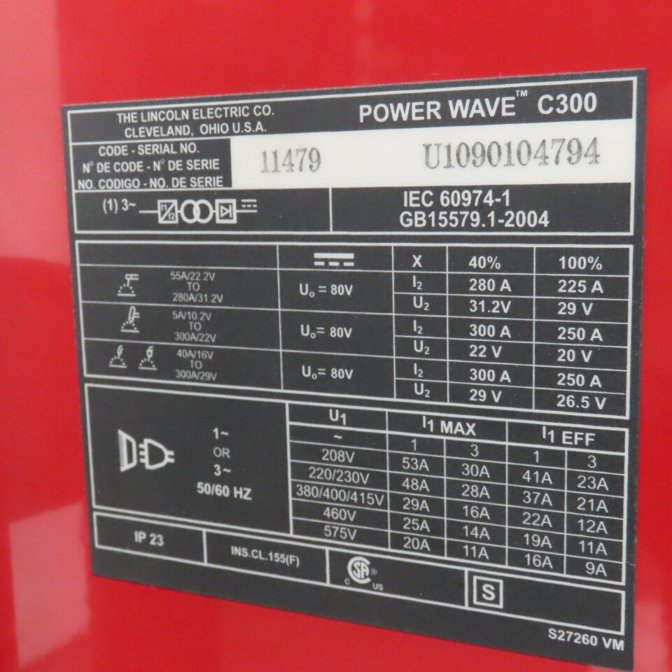 Lincoln Power Wave C300 Advanced Process Welder 230/460V 1/3 Phase (HAS ...