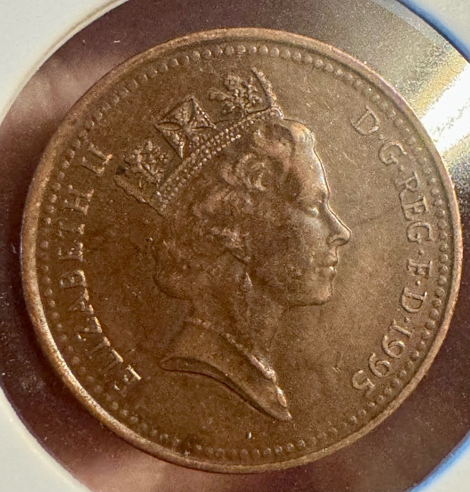 United Kingdom 1 Penny 1995 Elizabeth II 3rd Portrait Copper Plated ...