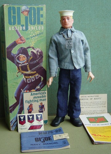 Vintage Gi Joe Action Sailor by Hasbro. In the Box w/ Paperwork and Dog ...