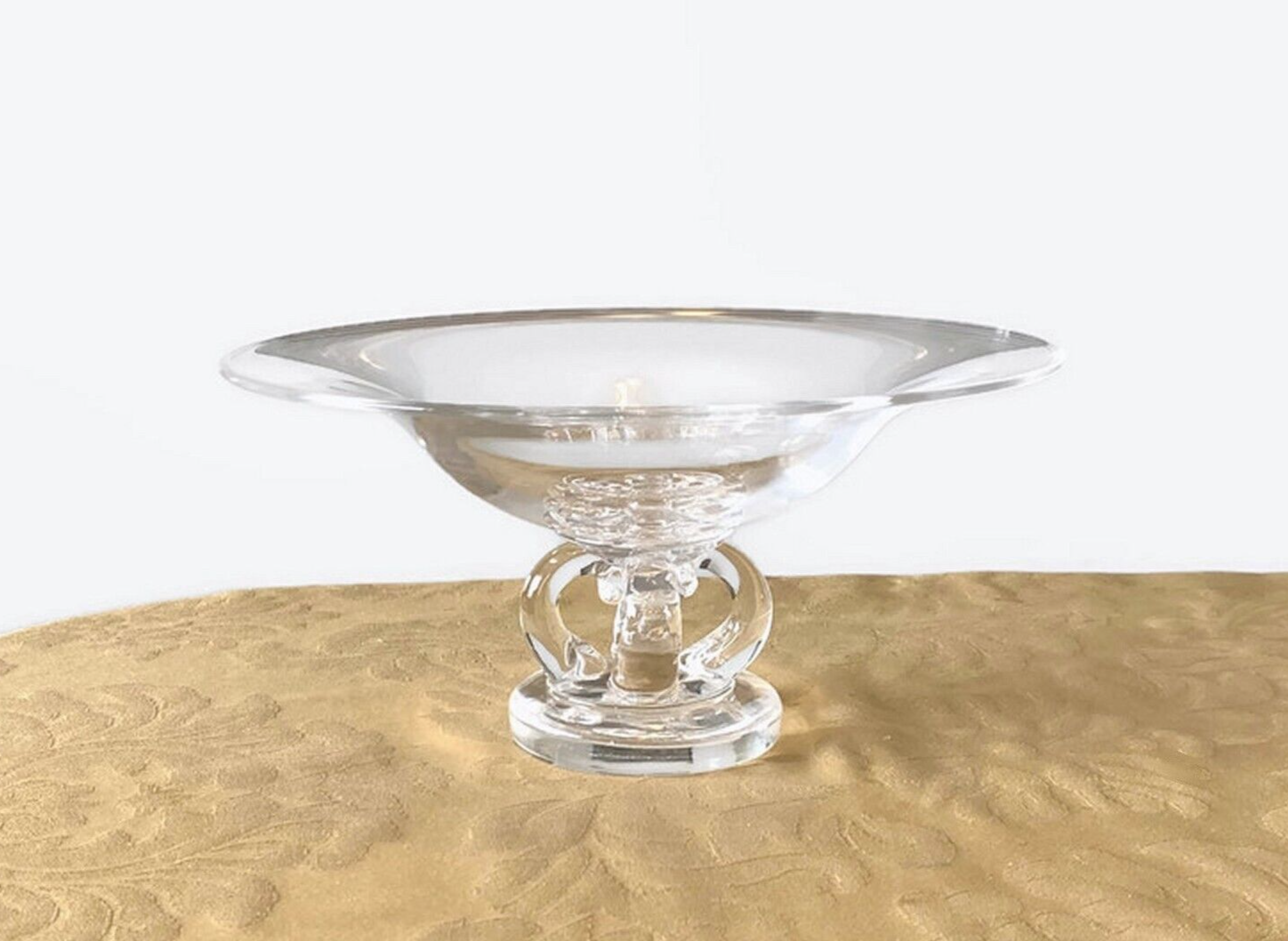Steuben Glass Compote, Signed Collectible Crystal Pedestal Fruit or ...