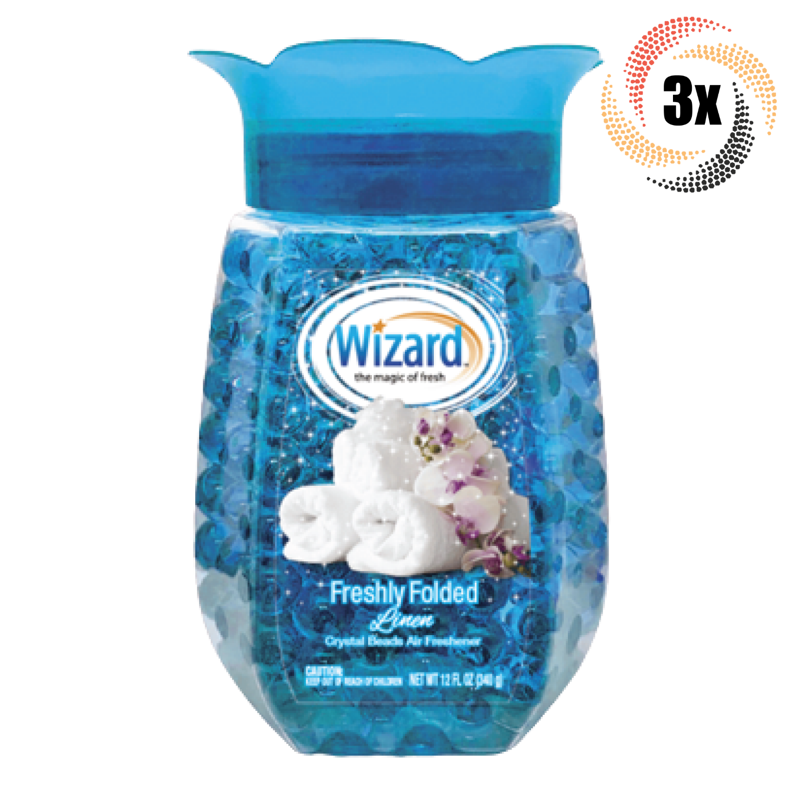 3x Jars Wizard Freshly Folded Linen Scent Air Freshener Crystal Beads ...