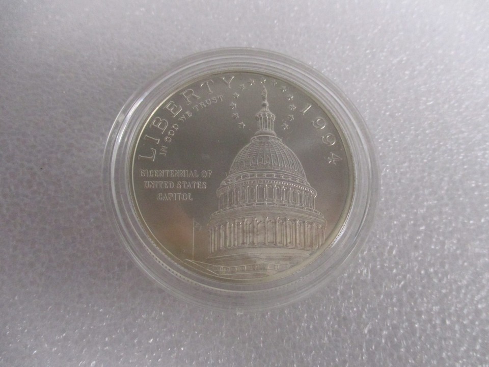 1994 US Capital Bicentennial Proof 90% Silver Dollar Commemorative Coin ...