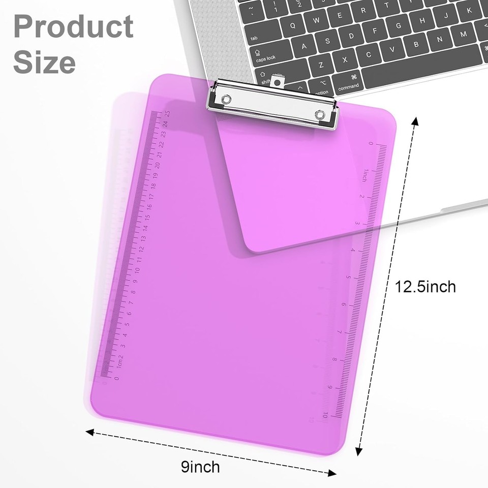 Piasoenc Plastic Clipboards, Translucent Ruler Clip 8.5 x 11, Light ...