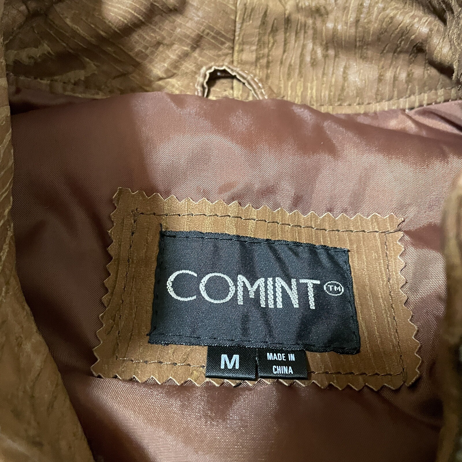 Vintage Comint 100% genuine Brown Leather Jacket with 100% Nylon inner ...