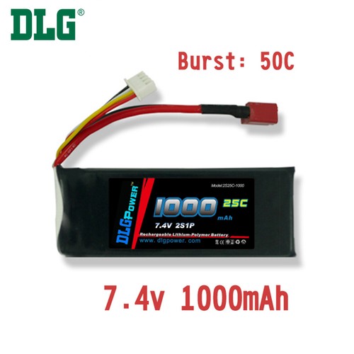 Genuine DLG RC Battery 7.4V 2S 25C 1000mAh Burst 50C Li-Po LiPo Dean's ...