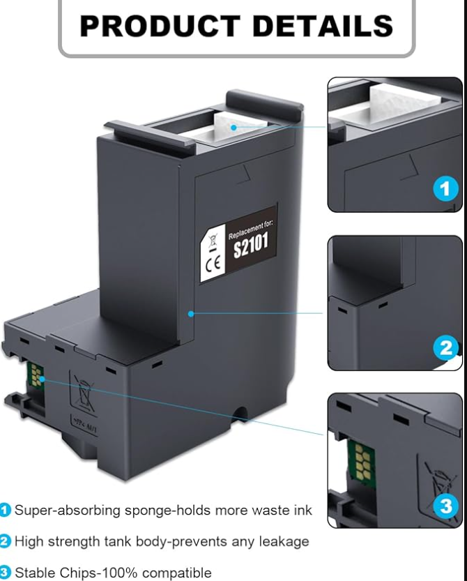 2x S2101 Maintenance Ink Box For Epson SureColor F170 Printer Waste Ink ...