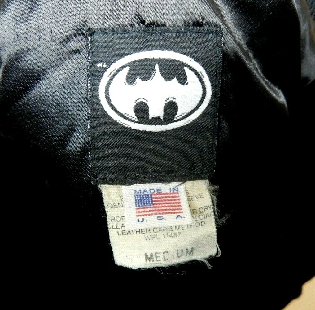 VINTAGE BATMAN RETURNS LEATHER VARSITY JACKET MONOGRA… - Gem