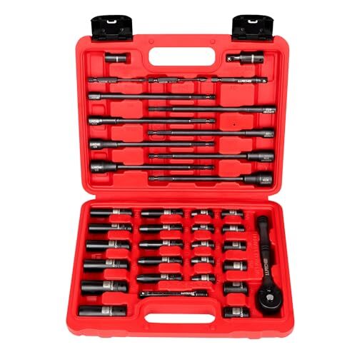1/4" Drive Socket set & Nut Driver Set 38PCS,1/4-Inch Sockets Deep ...