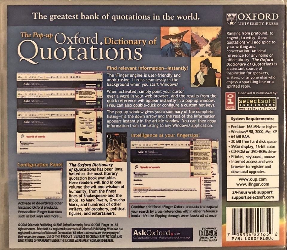 The Pop Up Oxford Dictionary Of Quotations Pc New XP A World Bank of ...