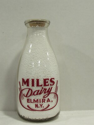 SRPQ Milk Bottle Miles Dairy Farm Elmira NY CHEMUNG CO 45 Milk Is A ...