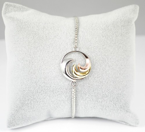 925 Sterling Silver Adjustable Tri-Color Bracelet - Hawaiian Round Wav ...