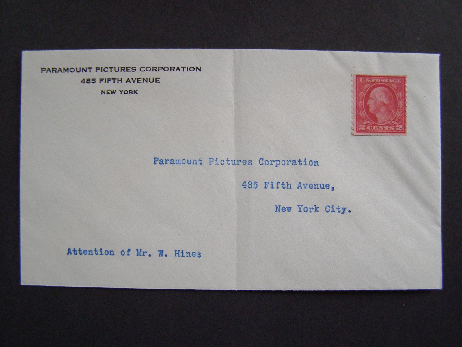 Movie Letterhead Paramount Pictures Envelope with 2 Cent George ...