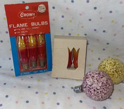 Vintage Christmas Crown Flame Bulbs 6 In Pkg Plus 2 GE Snowball Bulbs ...