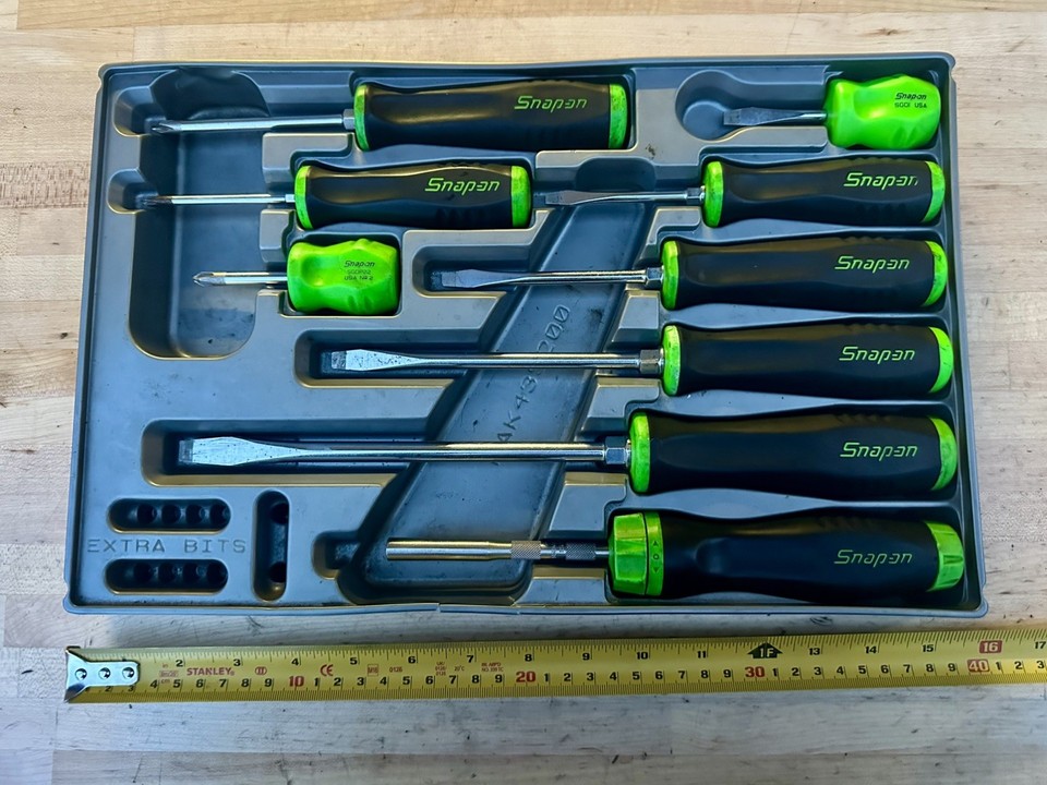 **Snap-on Tools 9 Piece Green Soft Grip Hard Handle Screwdriver ...