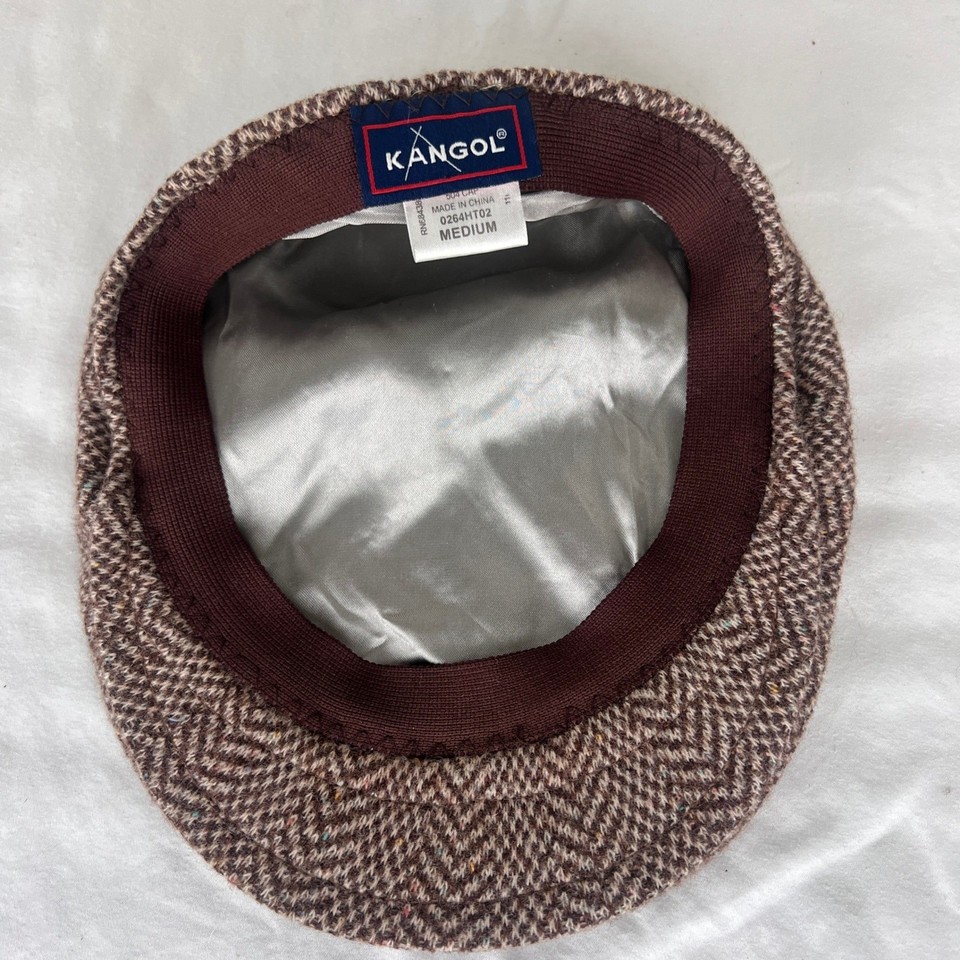 Kangol Gatsby Cap M Herringbone Tweed Newsboy Hat Brown Vtg | eBay