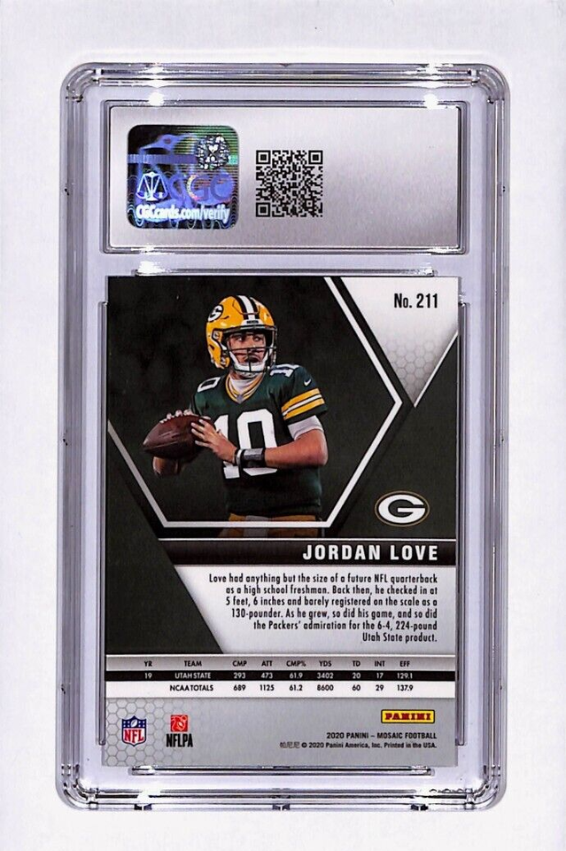 2020 Panini Mosaic JORDAN LOVE #211 ROOKIE CARD CGC MINT 9 GREEN BAY ...