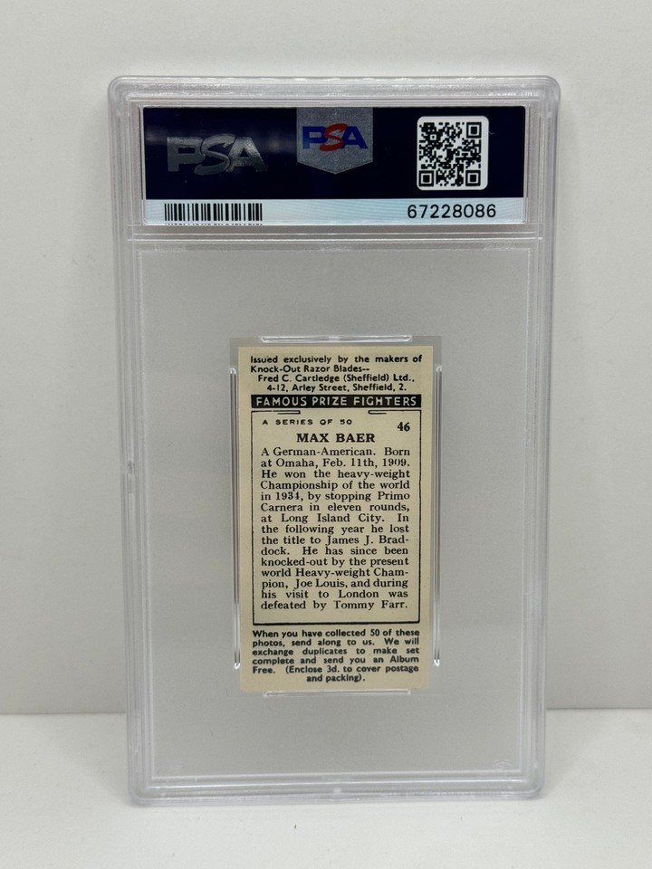 1938 F.C. Cartledge Max Baer Famous Prize Fighters #46 PSA 5 EX | eBay